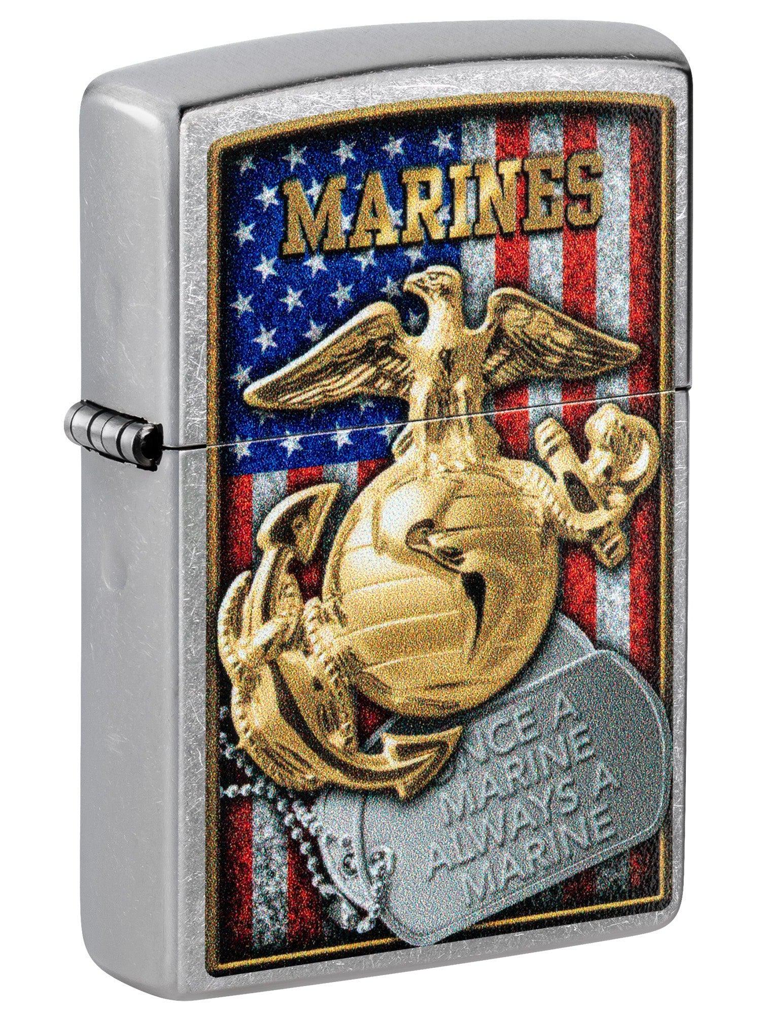Zippo Lighter: USMC Marines, Once a Marine Always a Marine - Street Ch