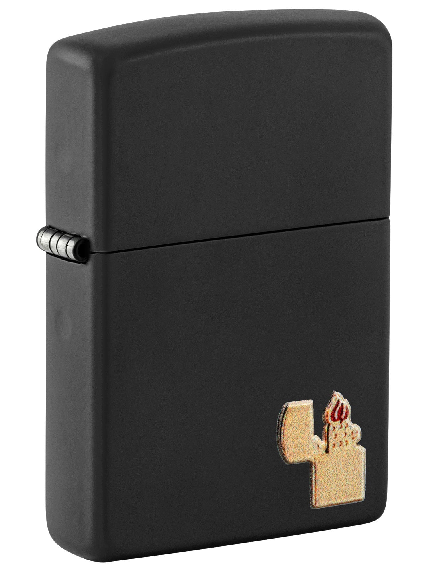 Zippo Lighter: Raised Lighter Emblem - Black Matte 81650